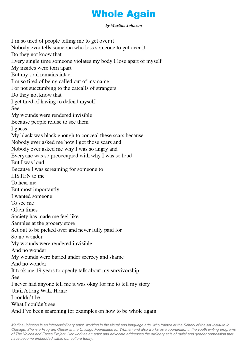 Poetry | The Voices and Faces Project